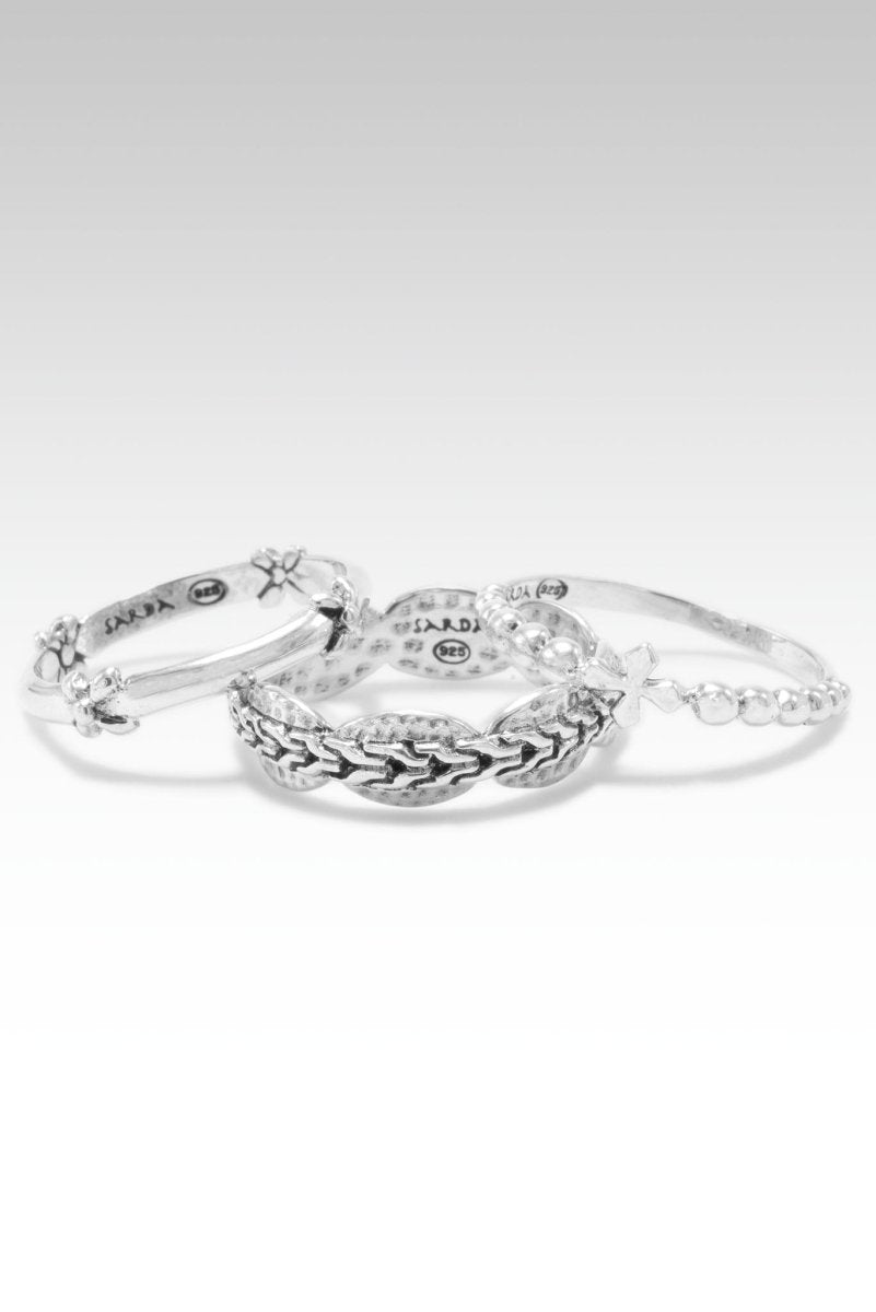 Mighty in Power Ring Set of 3™ in Chainlink | Sterling Silver Stackable ...